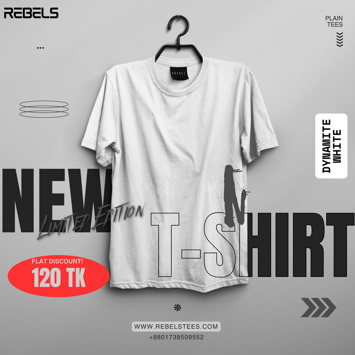 Dynamite White | Plain Half Sleeve Premium T-Shirt – Rebels Tees